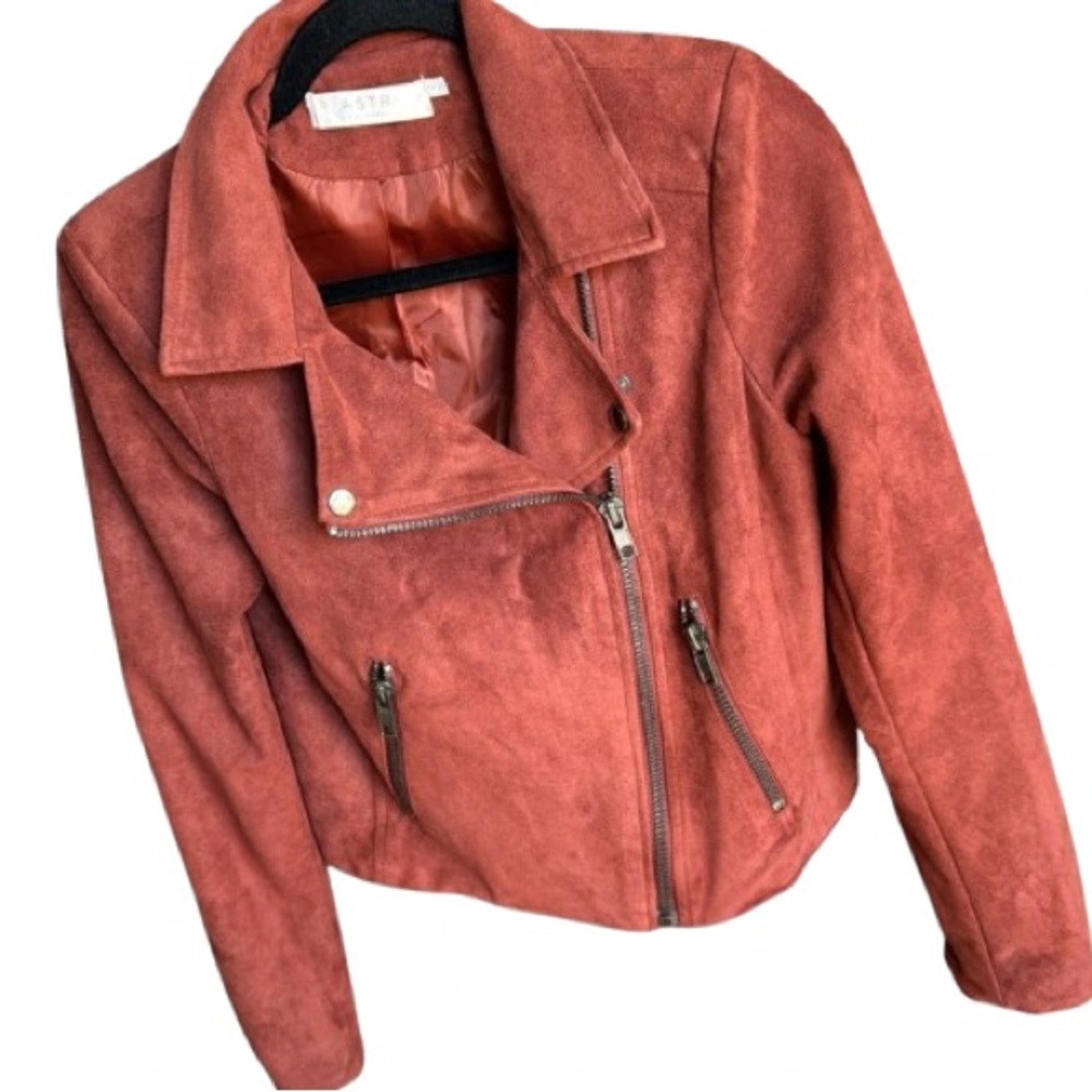 Astr Rust Faux Suede Moto Zipper Jacket S | Fall Laye… - Gem